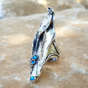Big Full Finger Ring, Long Sterling Silver Bohemian Ring for Women - Etsy