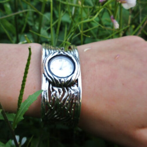 Silver Designer Fancy Watch for Women Unique Silver Cuff | Etsy