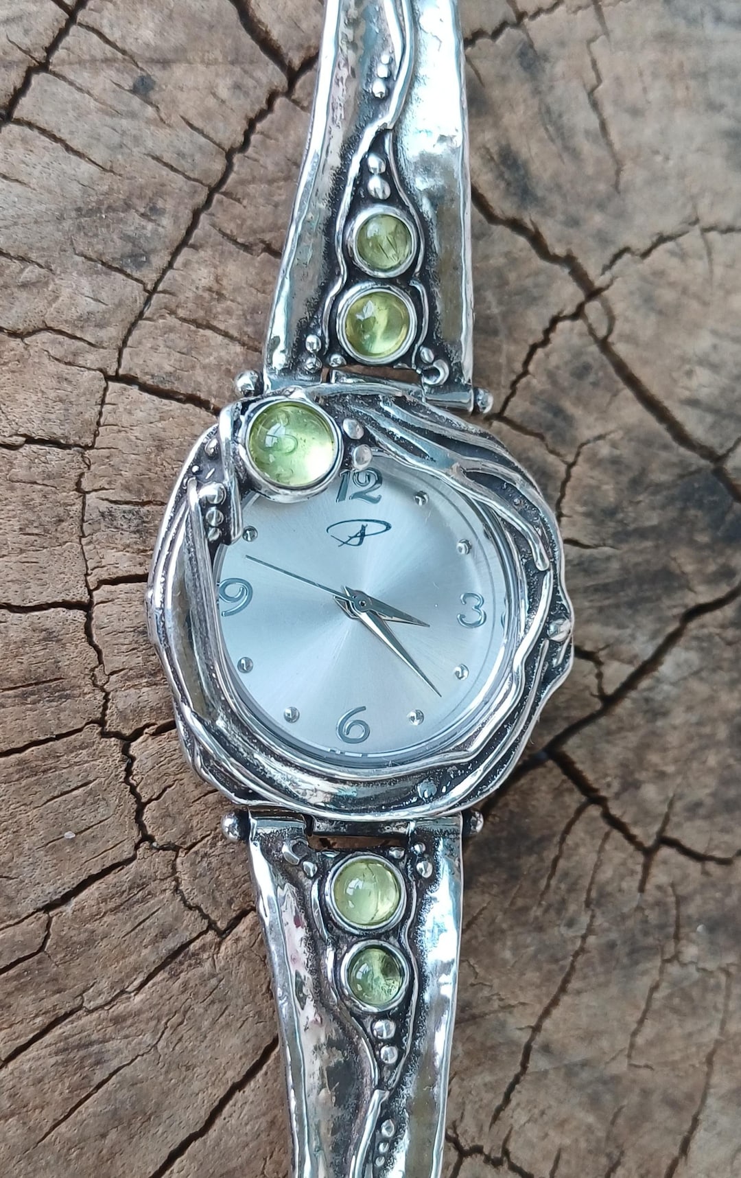 Sterling Silver Citrine & Peridot Watch Bracelet - Handmade Women's ...