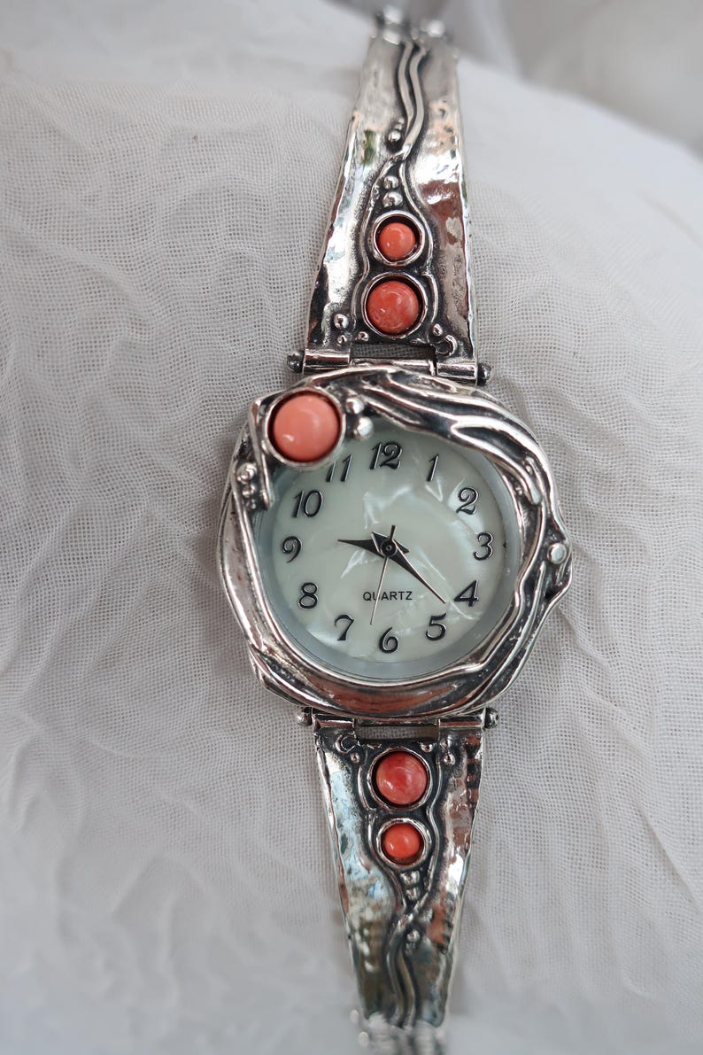 Handcrafted Sterling Silver Watch Bracelet: Citrine & Peridot, Custom ...