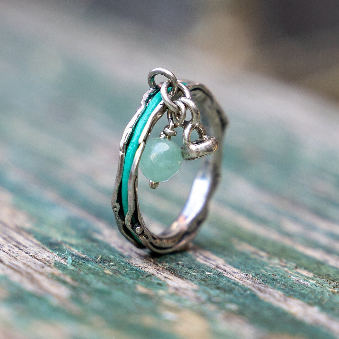 Silver Charm Dangle Ring for Women Dainty Minimalist Ring With Charms ...