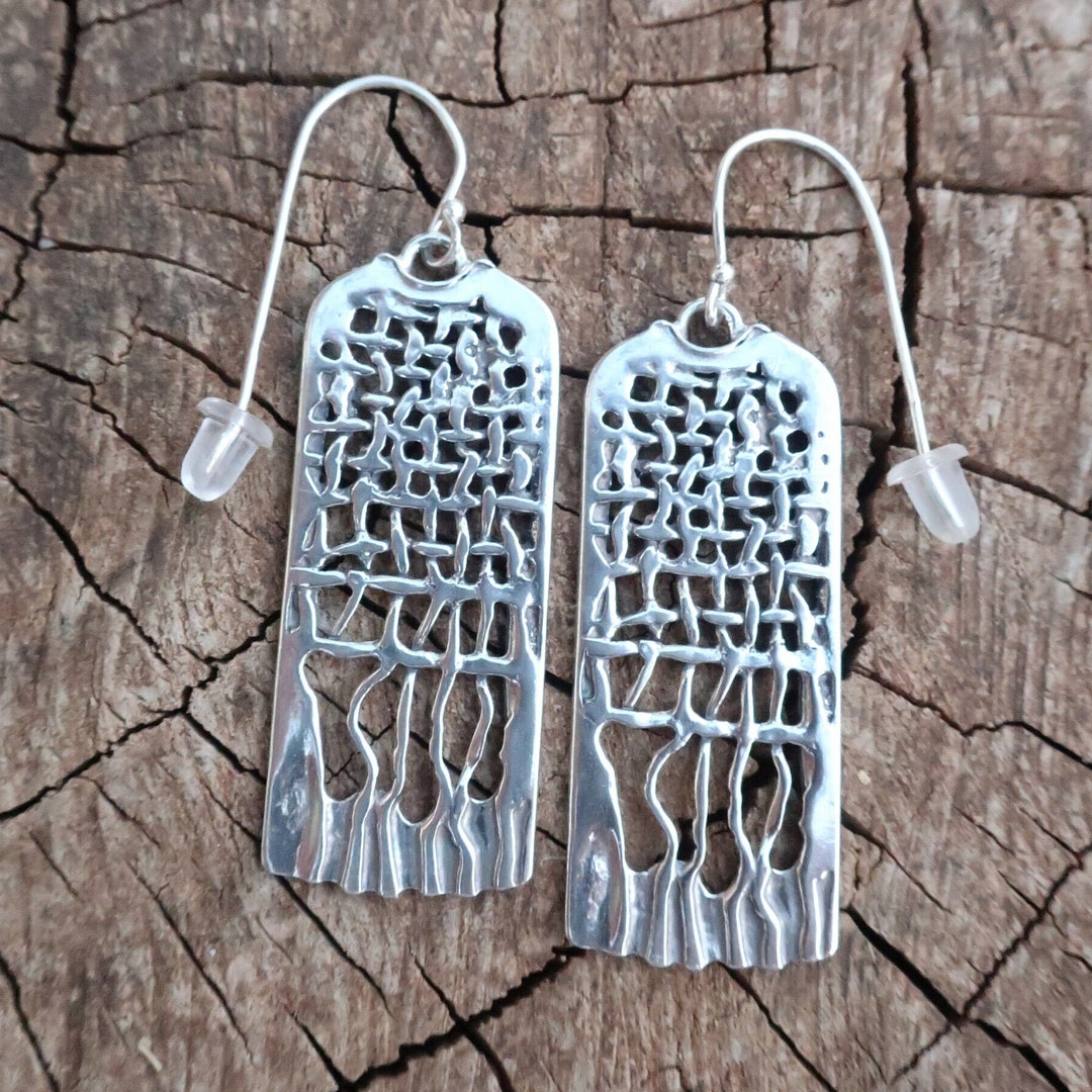 Silver Long Statement Mesh Earring for Women Design by Amir - Etsy