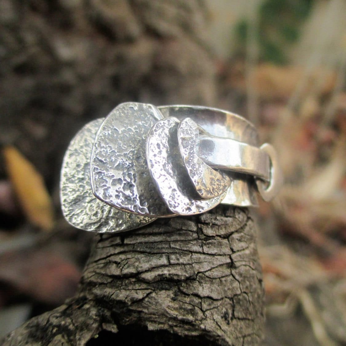 Unique Silver Charm Ring for Her Modern Dangling Leaves Ring - Etsy