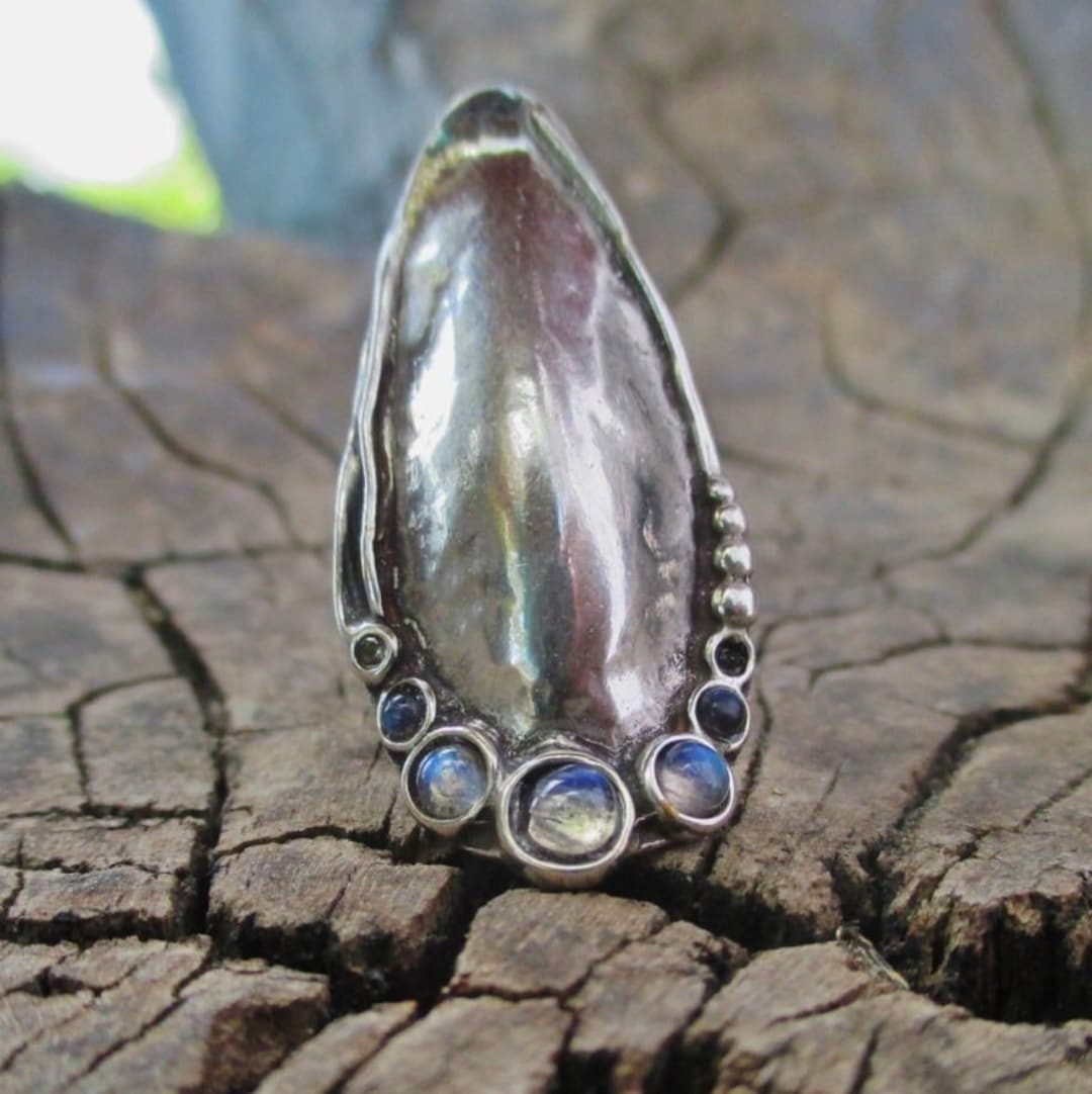 Sterling Silver Long BOHO Ring for Women, Big Statement Multi Stone ...