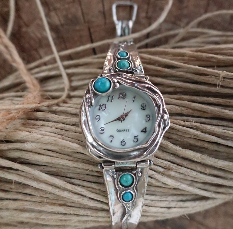Sterling Silver Gemstone Watch Bracelet - Custom Size Artisan Jewelry ...