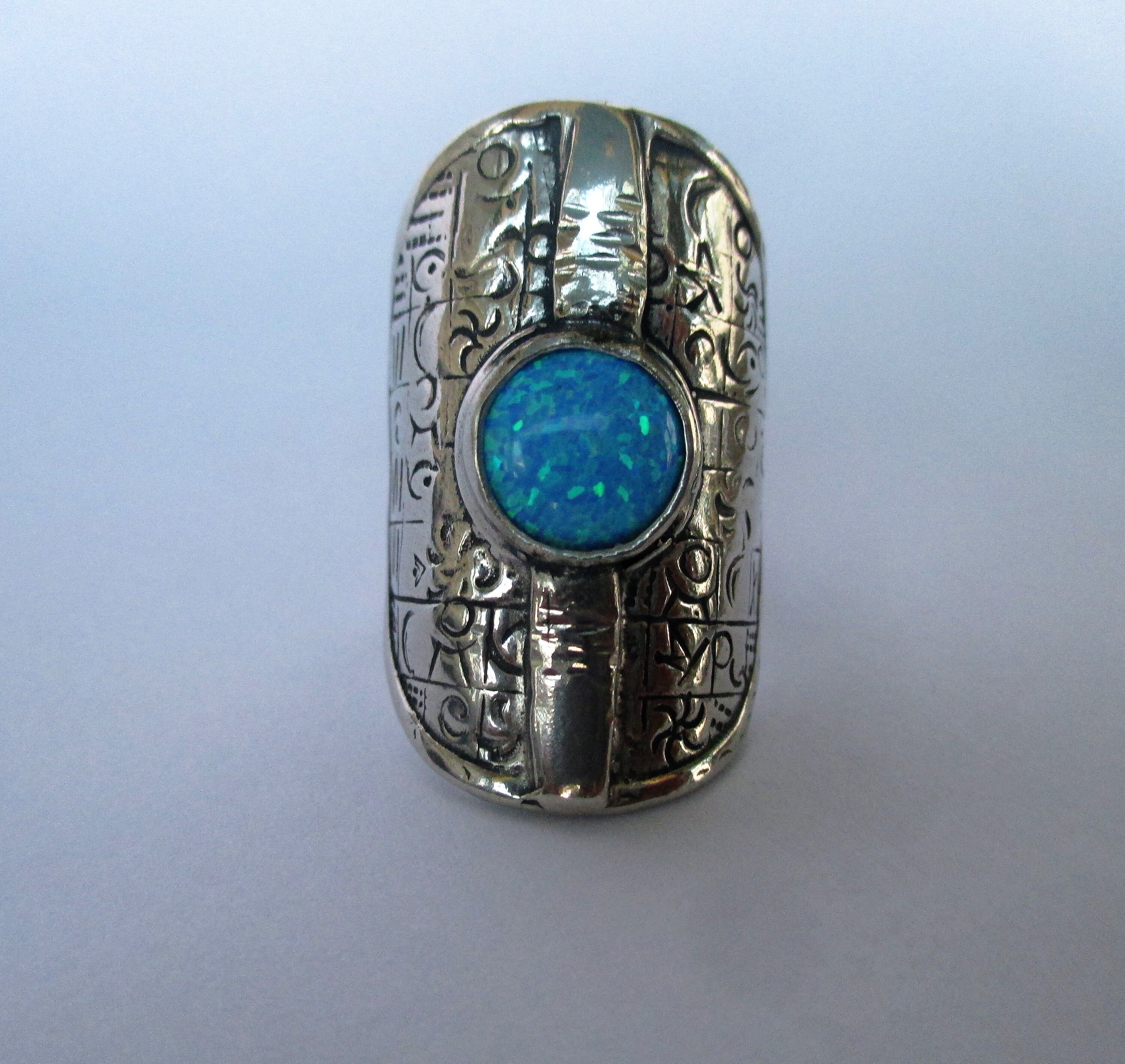 Full Finger Signet Ring Sterling Silver Tribal Ring Long - Etsy