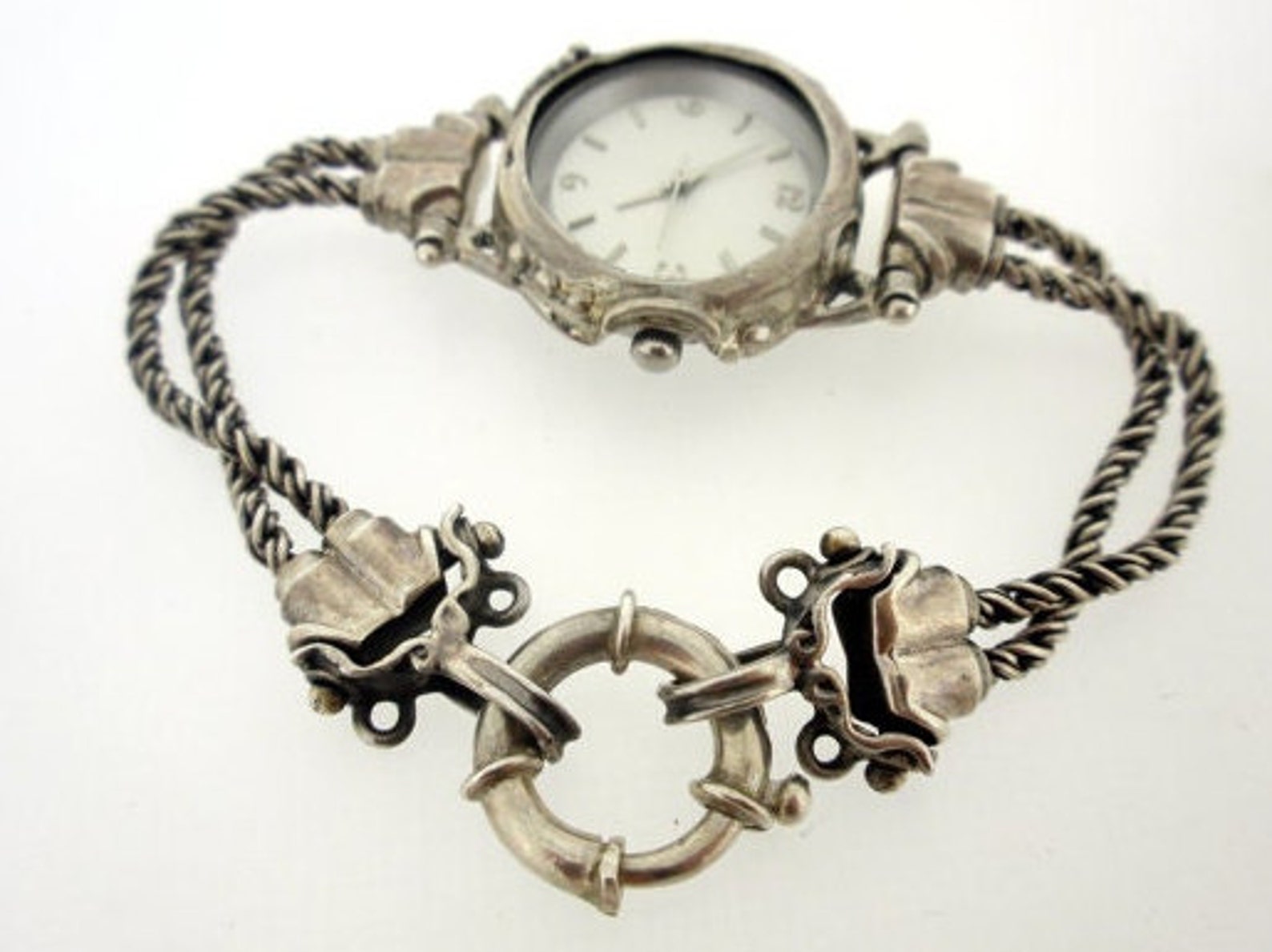 Silver Ethnic Chain Watch for Women, Dainty Engagement Chain Bracelet ...