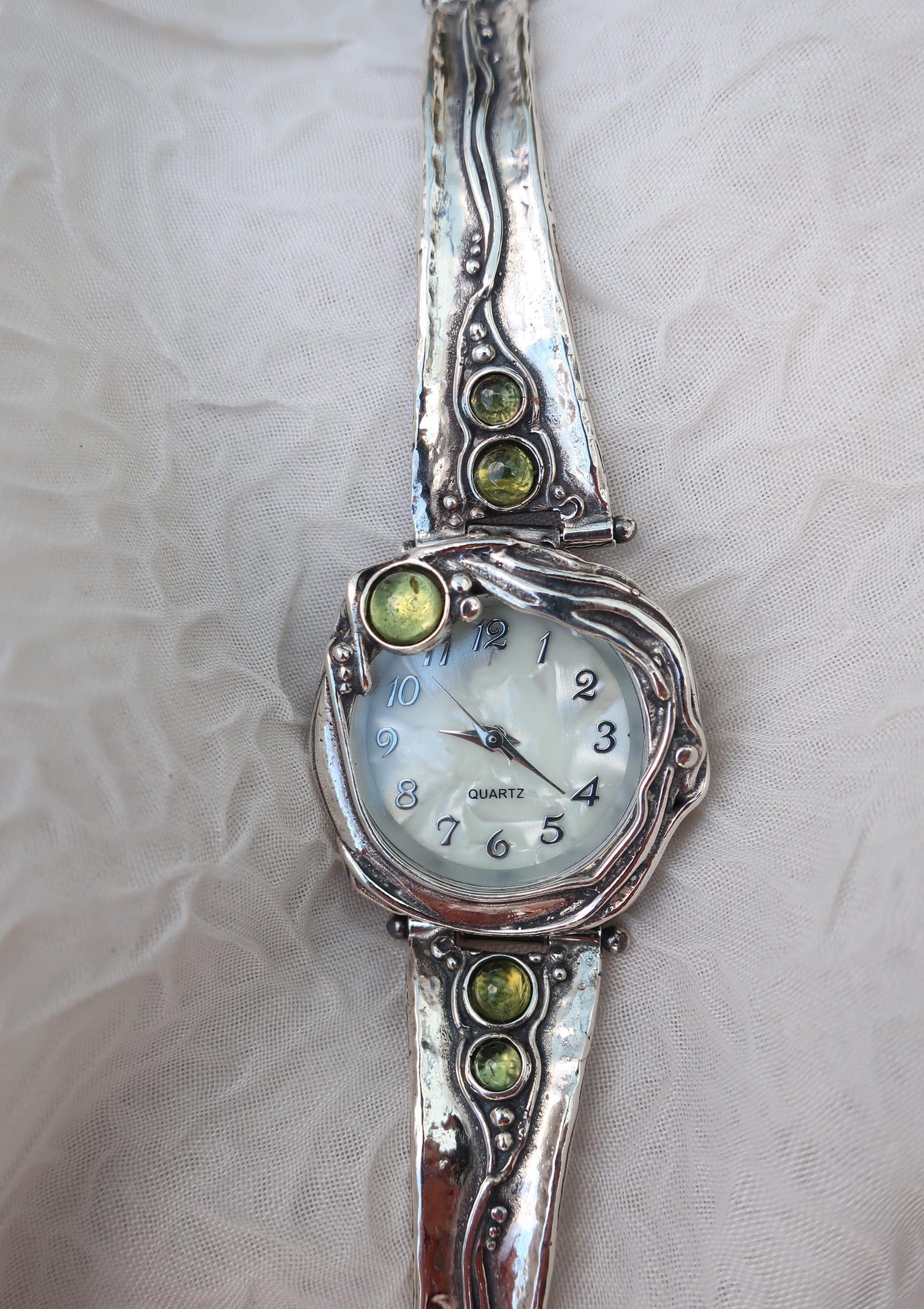 Handcrafted Sterling Silver Watch Bracelet: Citrine & Peridot, Custom ...