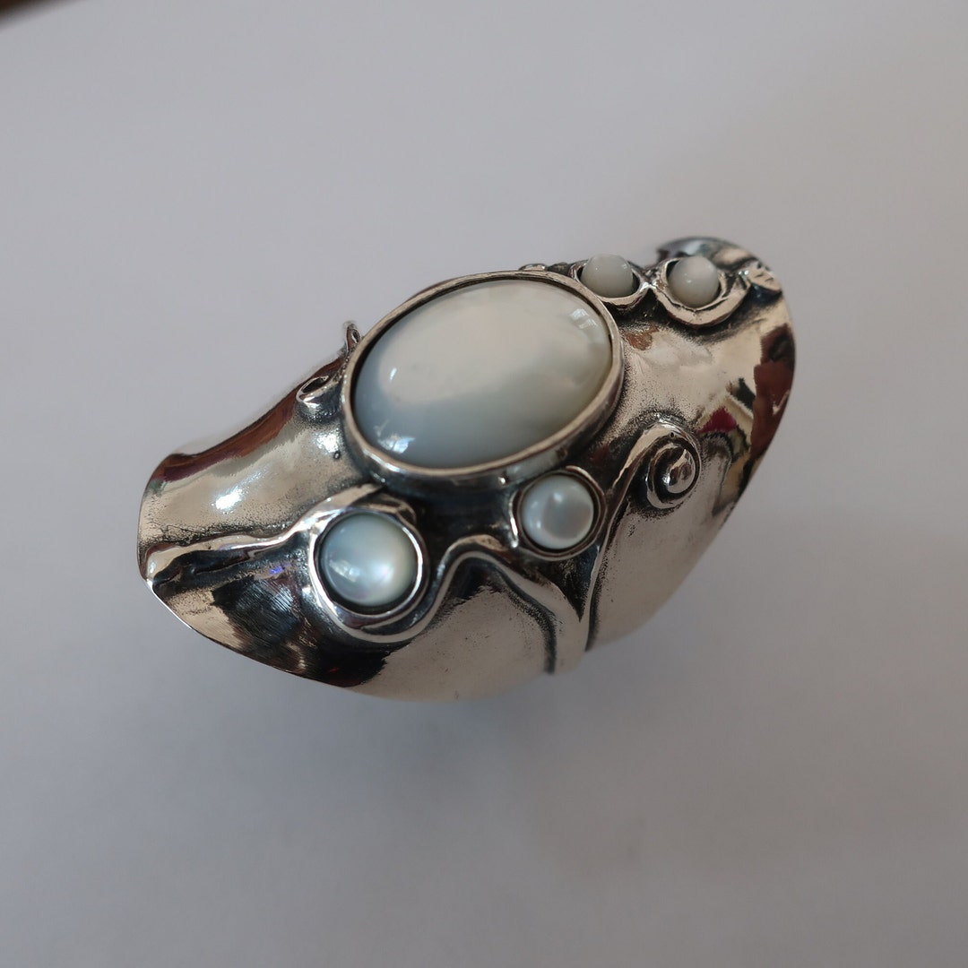 Long Silver Ring, Large Stone Ring Unique Bohemian Jewelry for Women - Etsy
