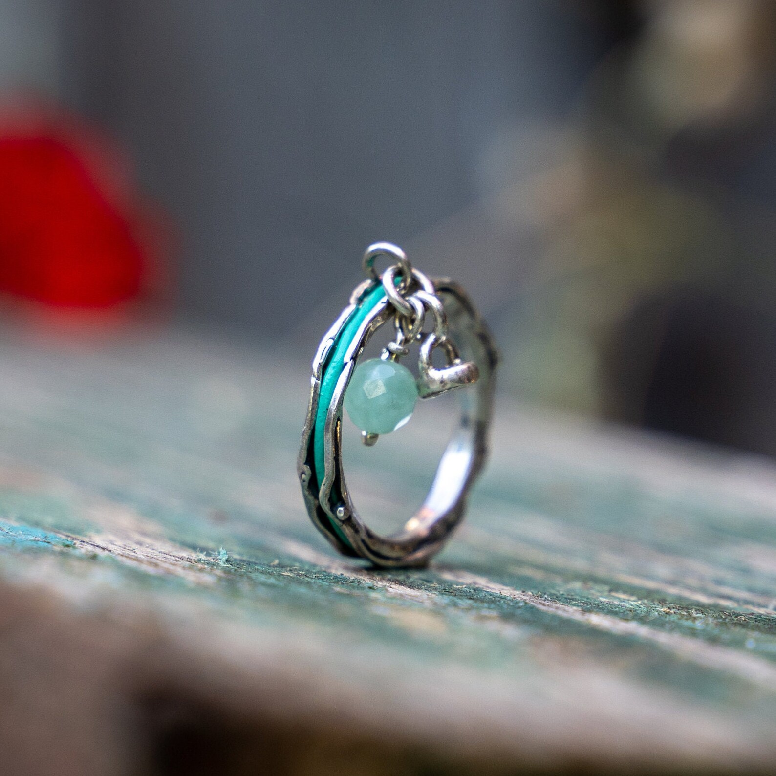 Silver Charm Dangle Ring for Women Dainty Minimalist Ring With - Etsy