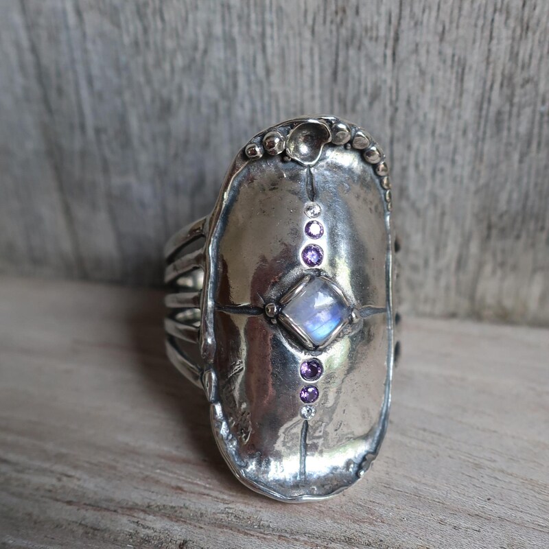 Sterling Silver Long Ring - Etsy