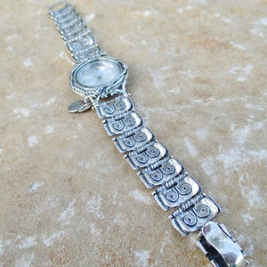 Oxidized Sterling Silver Watch Bracelet: Hammered Spiral Link ...
