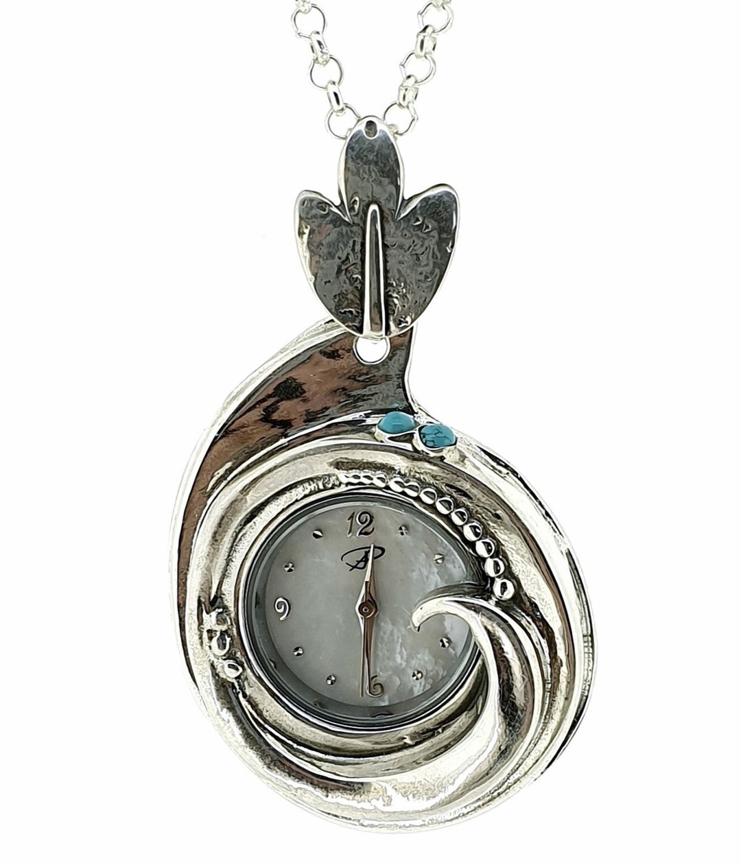 Sterling Silver Gemstone Watch Necklace: Long Chain Pendant Watch - Etsy