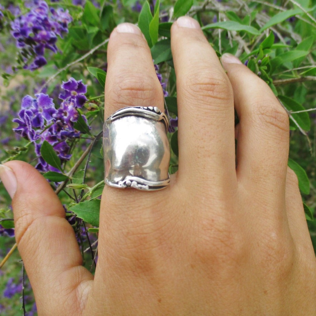 Silver Chunky Domed Band Ring, Unique Convex Modern Ring for Women. - Etsy
