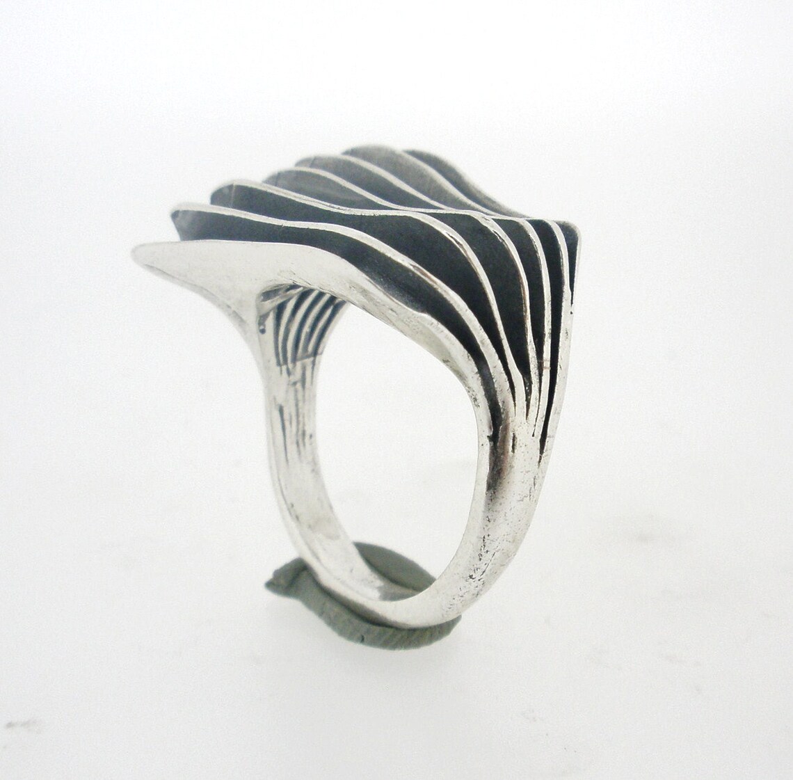 Unique Sterling Silver Ring statement Contemporary Oxidized - Etsy