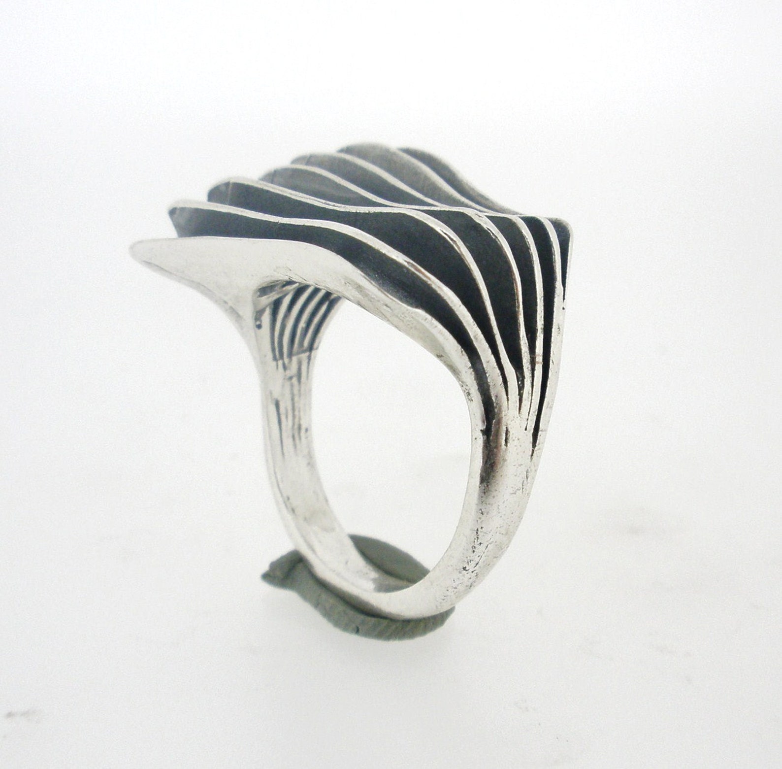 Unique Sterling Silver Ring statement Contemporary Oxidized - Etsy