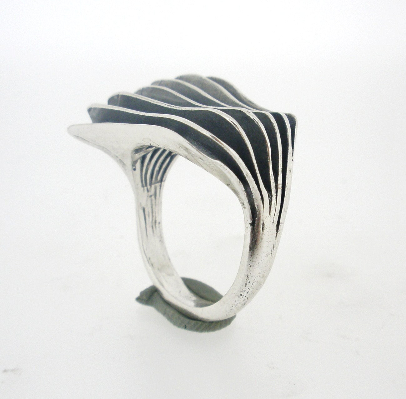 Unique Sterling Silver Ring statement Contemporary Oxidized - Etsy