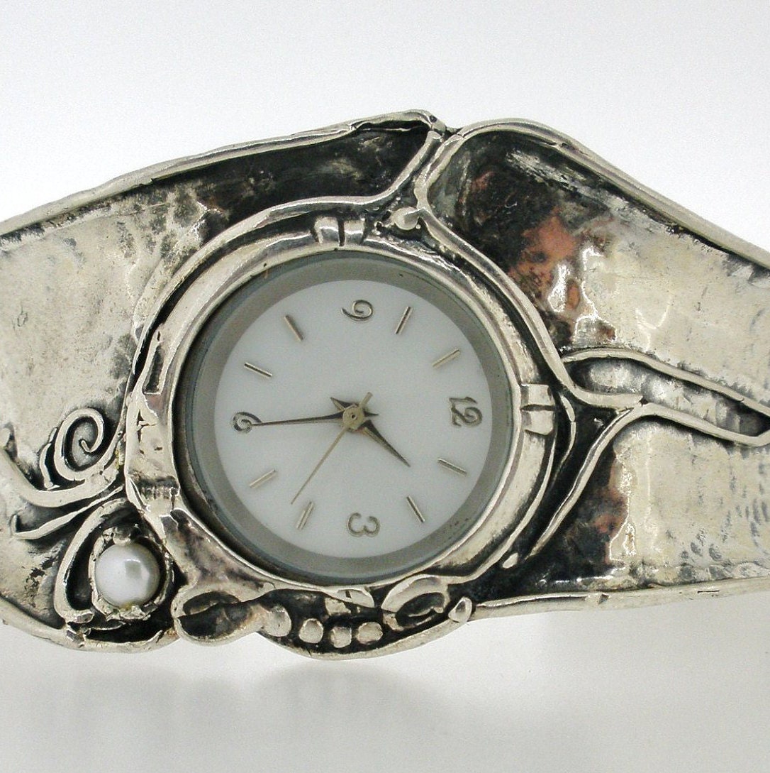 Silver Designer Fancy Watch for Women Unique Silver Cuff | Etsy
