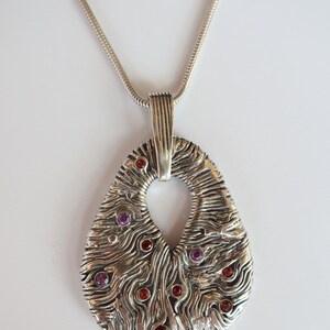 Sterling Silver Big Pendant Necklace, Large Gemstone Sterling Silver ...