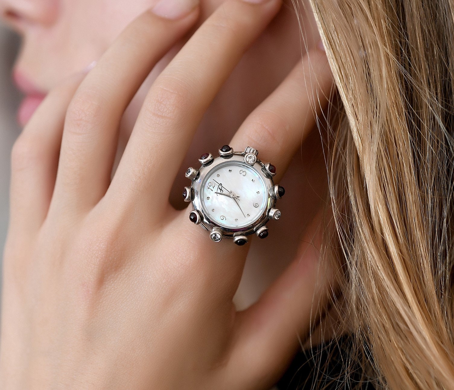 Vintage Silver Ring Watch for Women Multi Stone Statement - Etsy Australia