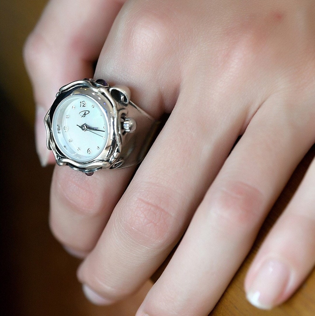 Silver Vintage Ring Watch, Unique Women's Watch Ring - Etsy