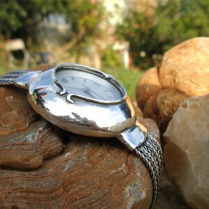 Sterling Silver Women Chain Watch Bracelet Flexible and - Etsy