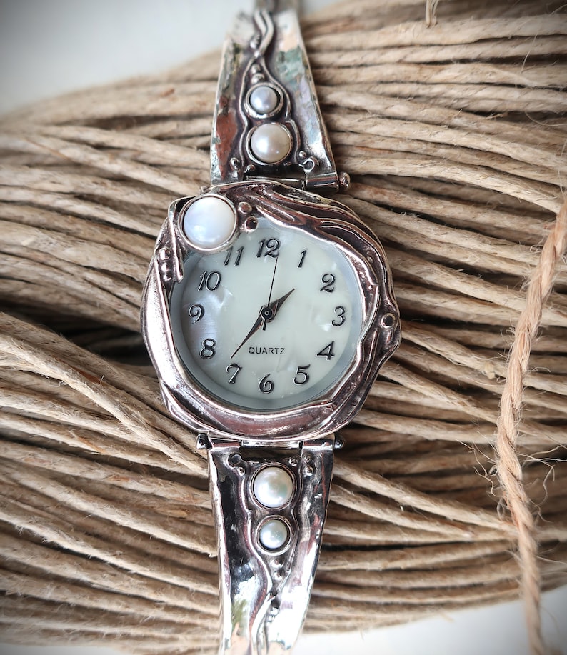 Sterling Silver Gemstone Watch Bracelet - Custom Size Artisan Jewelry ...