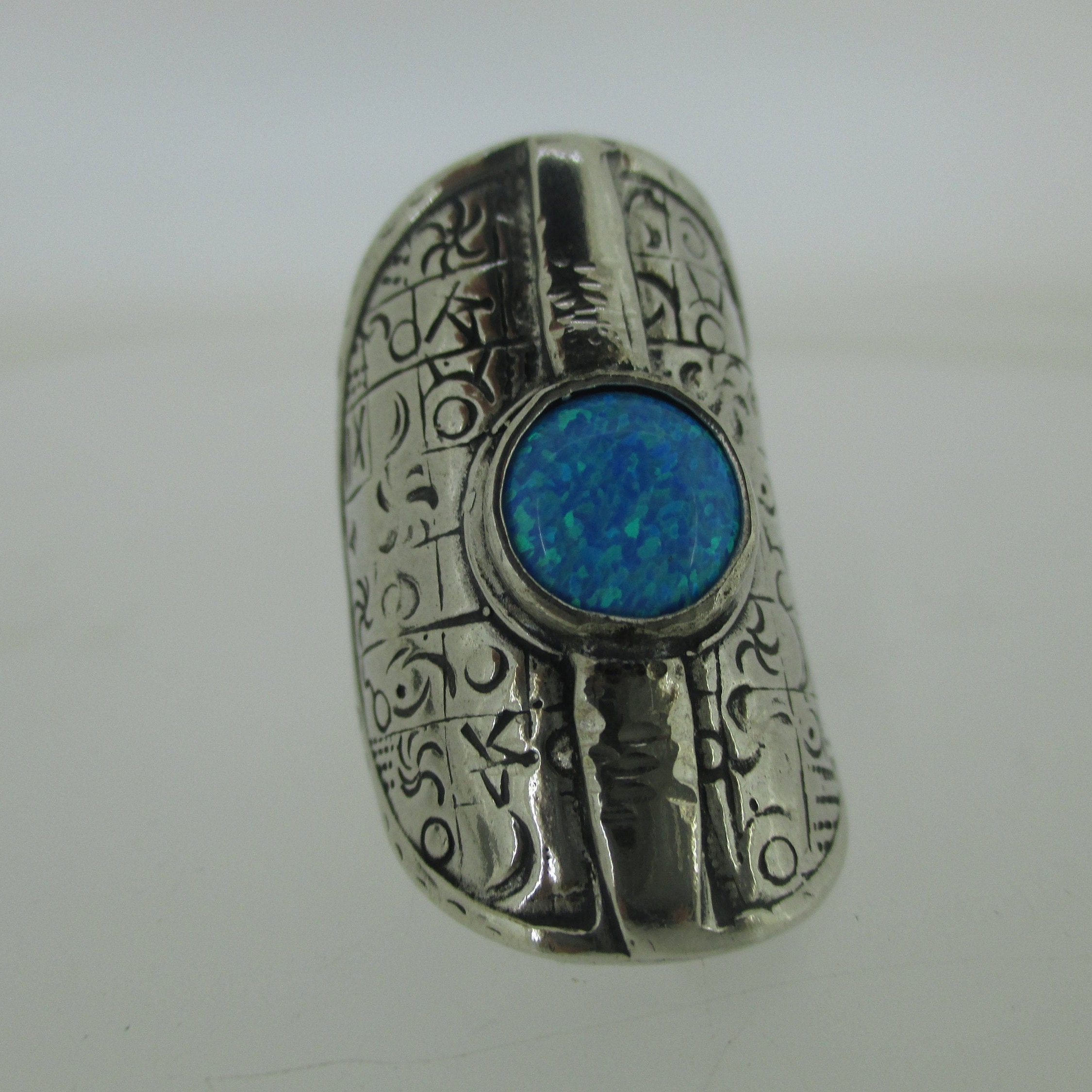 Full Finger Signet Ring Sterling Silver Tribal Ring Long - Etsy