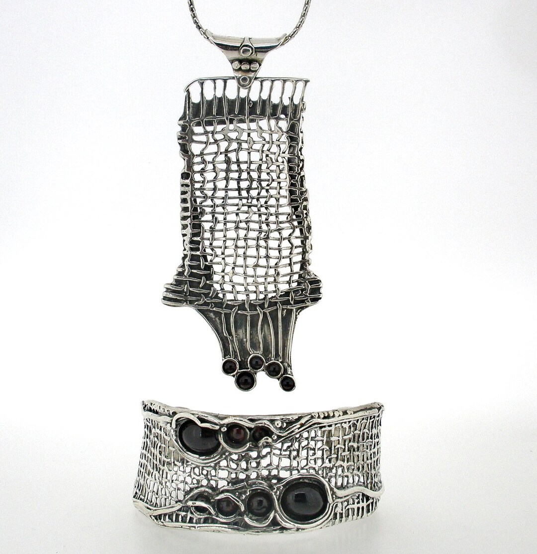 Sterling Silver Large Pendant Necklace , Big Lattice Pendant for Women ...