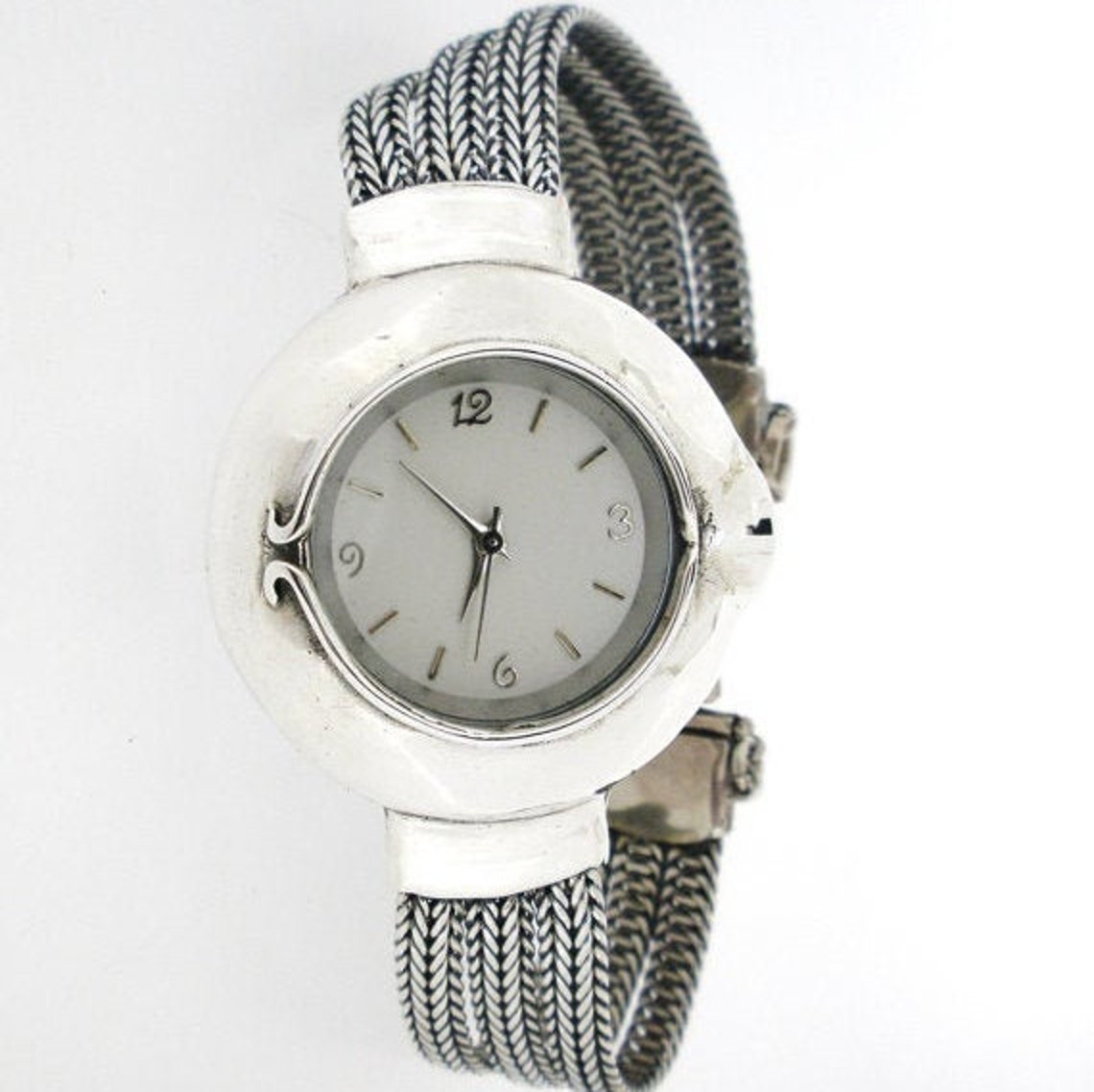 Sterling silver women chain watch bracelet Flexible and | Etsy