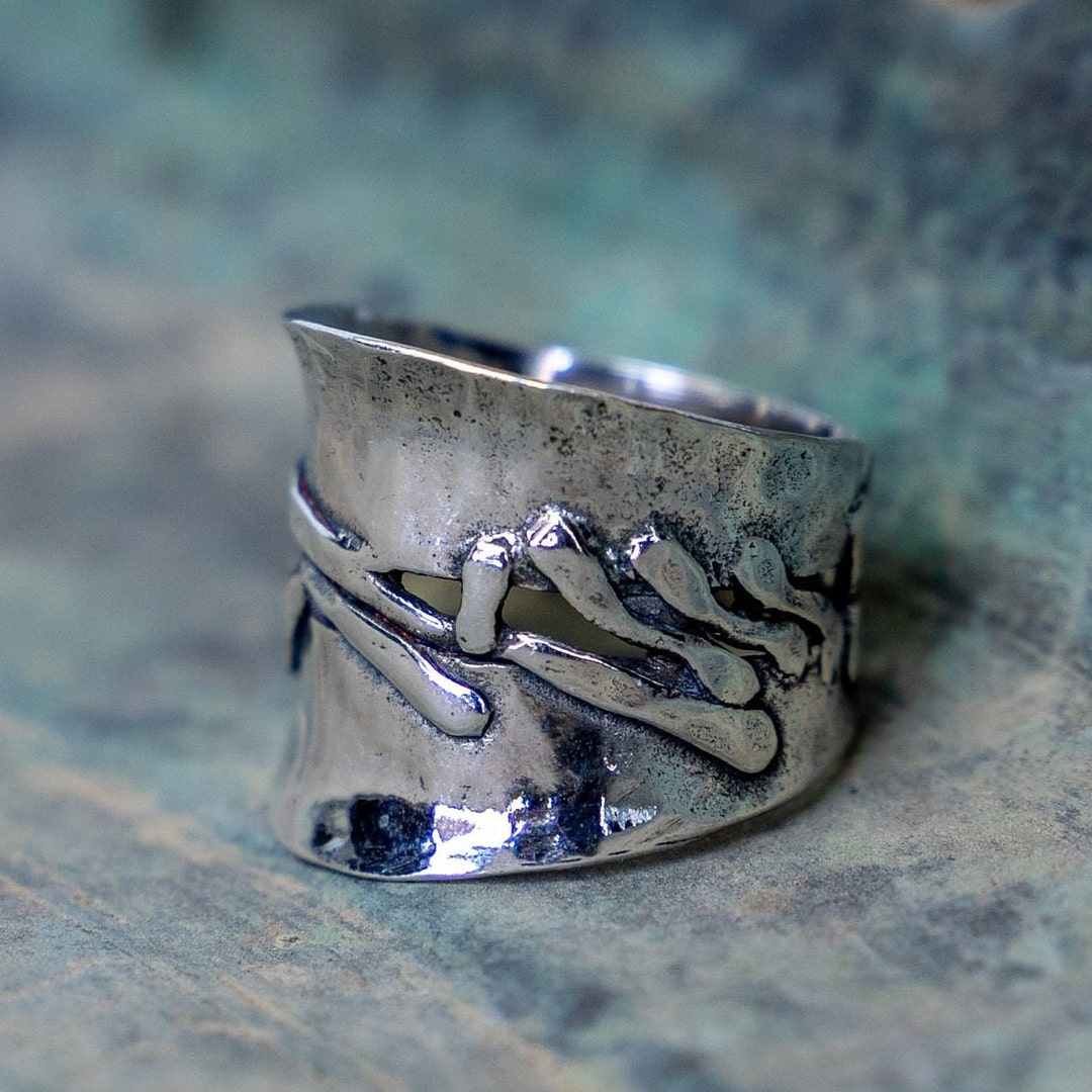 Statement Silver Ring, Stunning Wide Carved Silver Ring , Gift for Her ...