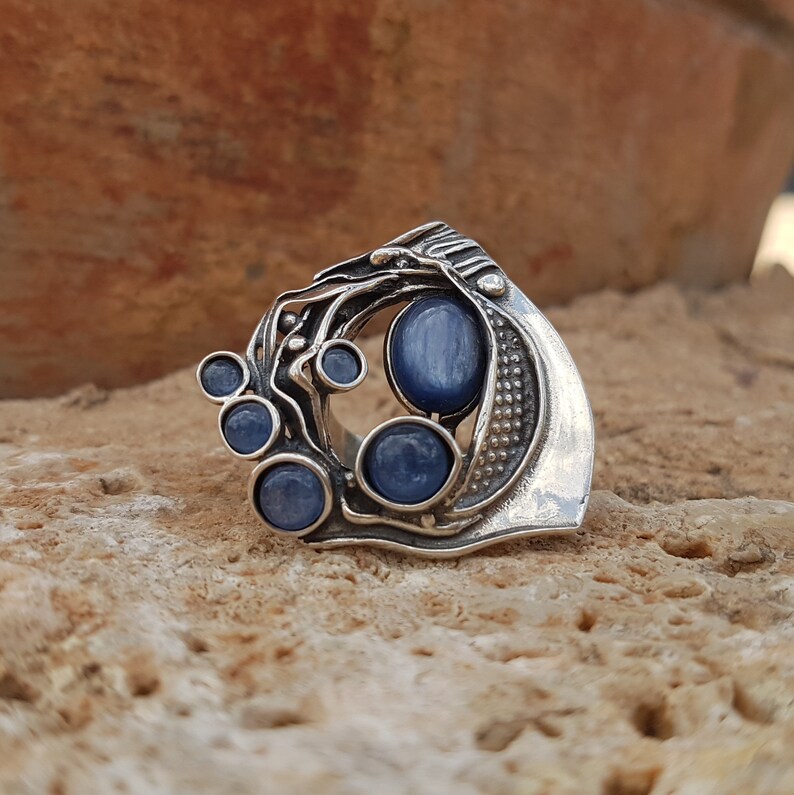 Sterling Silver Wide Midi Ring for Her Multi Stone Design | Etsy