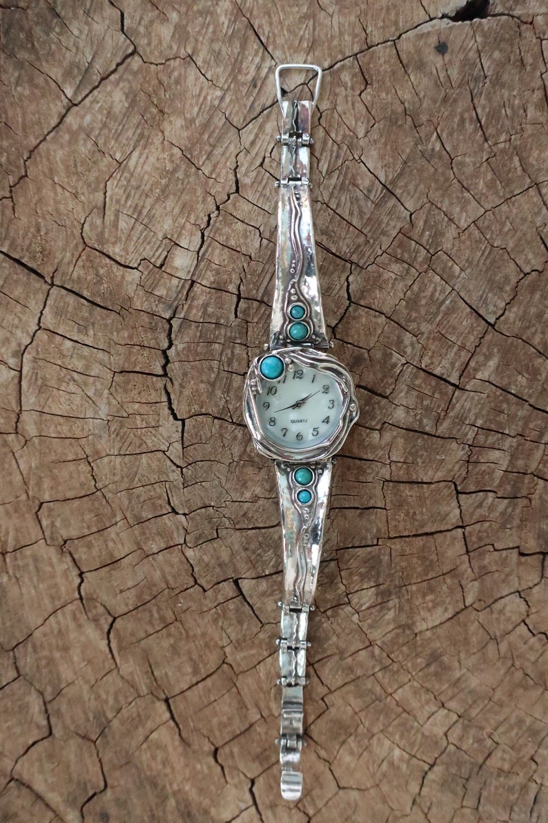 Sterling Silver Gemstone Watch Bracelet - Custom Size Artisan Jewelry ...