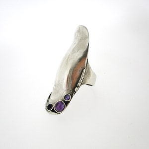 Sterling Silver Extra Long Ring Full Finger Gemstone Bohemian - Etsy