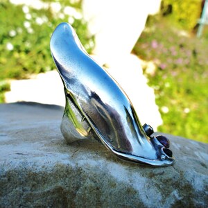 Sterling Silver Extra Long Ring Full Finger Gemstone Bohemian - Etsy