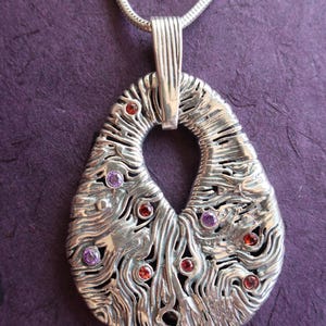 Sterling Silver Big Pendant Necklace, Large Gemstone Sterling Silver ...