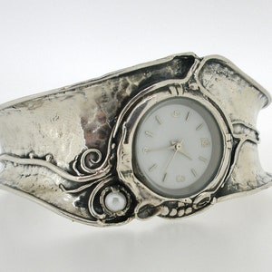 Silver Designer Fancy Watch for Women, Unique Silver Cuff Bracelet With ...