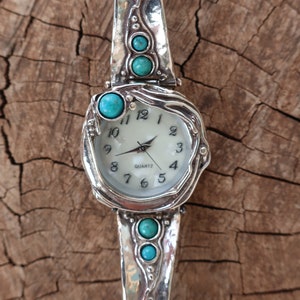 Sterling Silver Gemstone Watch Bracelet - Custom Size Artisan Jewelry ...