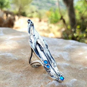 Big Full Finger Ring, Long Sterling Silver Bohemian Ring for Women - Etsy