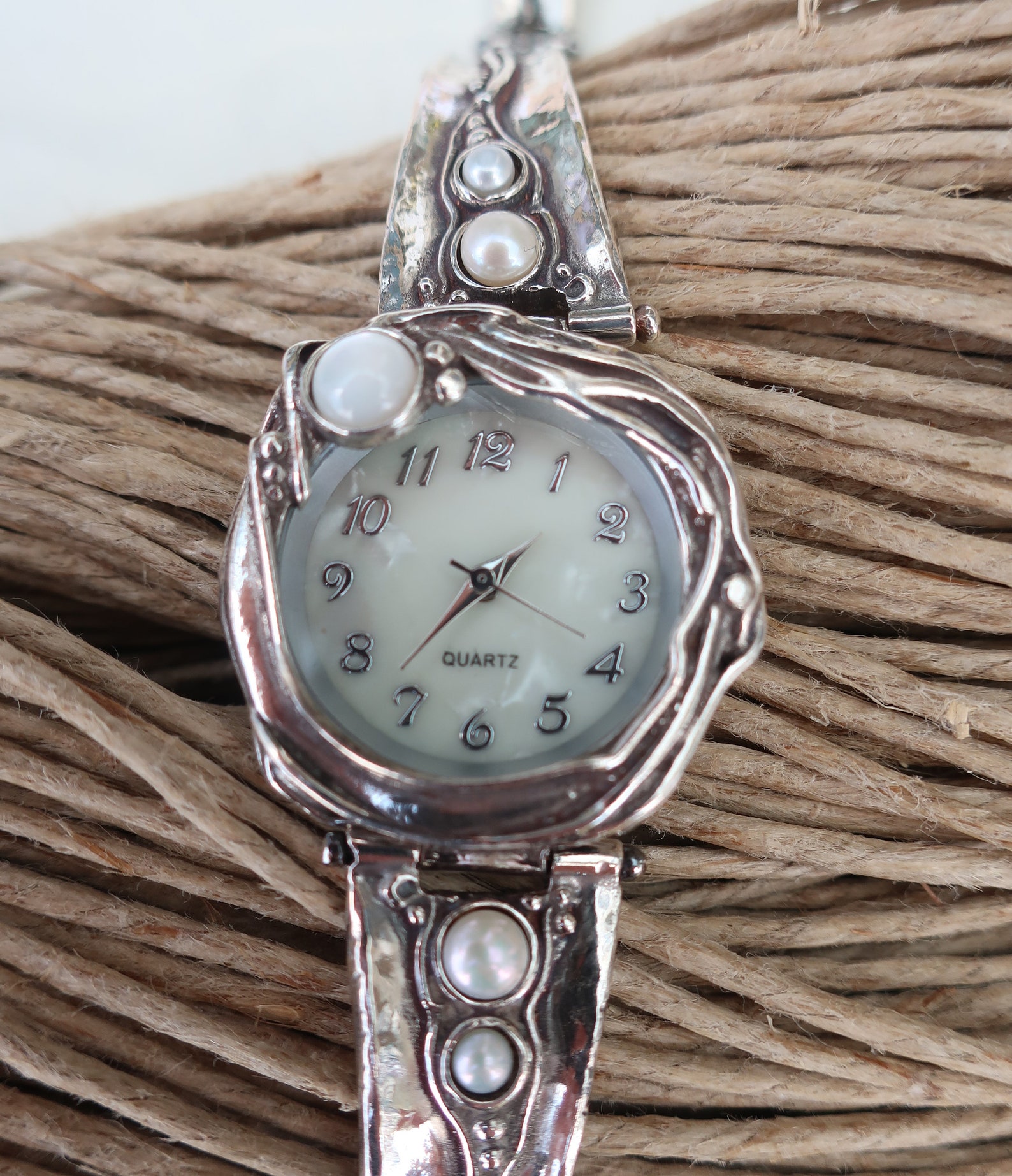 Sterling Silver Gemstone Watch Bracelet - Custom Size Artisan Jewelry ...