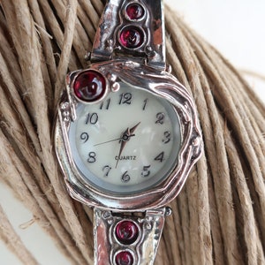 Sterling Silver Gemstone Watch Bracelet - Custom Size Artisan Jewelry ...