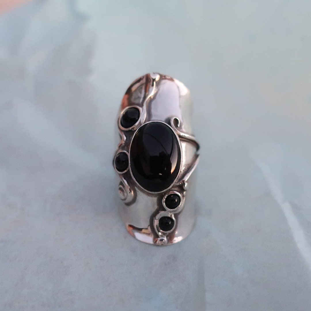 Long Silver Ring, Large Stone Ring Unique Bohemian Jewelry for Women - Etsy