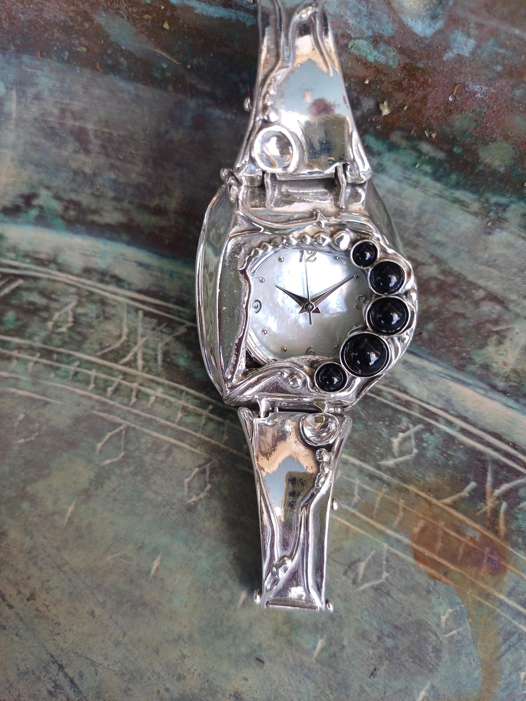 Sterling Silver Garnet Peridot Watch Bracelet: Victorian Style - Etsy