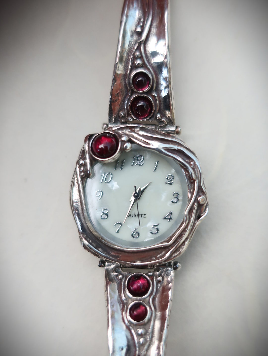 Sterling Silver Gemstone Watch Bracelet - Custom Size Artisan Jewelry ...