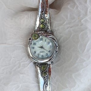 Sterling Silver Citrine & Peridot Watch Bracelet - Handmade Women's ...