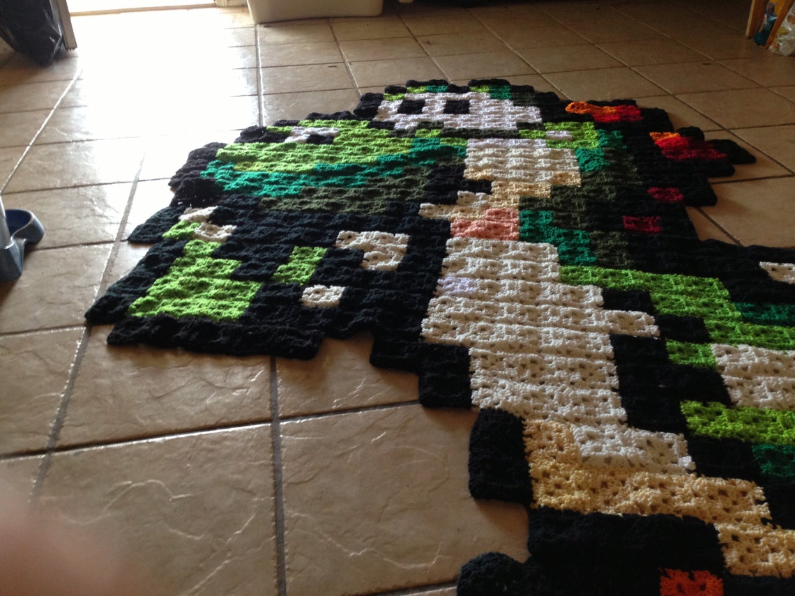 Large Yoshi Crochet 8-bit Blanket - Etsy