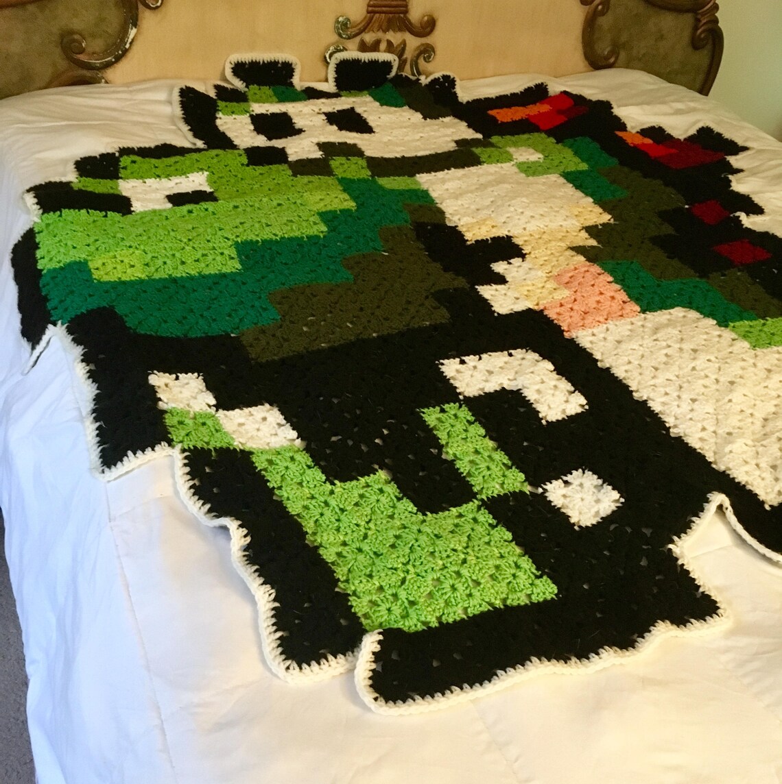 Large Yoshi Crochet 8-bit Blanket - Etsy