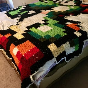 Large Yoshi Crochet 8-bit Blanket - Etsy