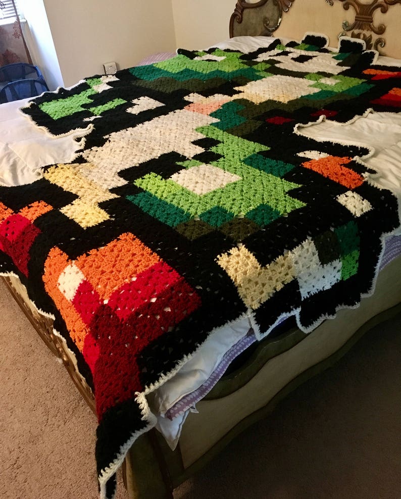 Large Yoshi Crochet 8-bit Blanket - Etsy