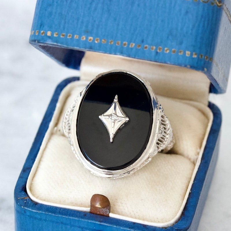 Art Deco Onyx Ring - Etsy